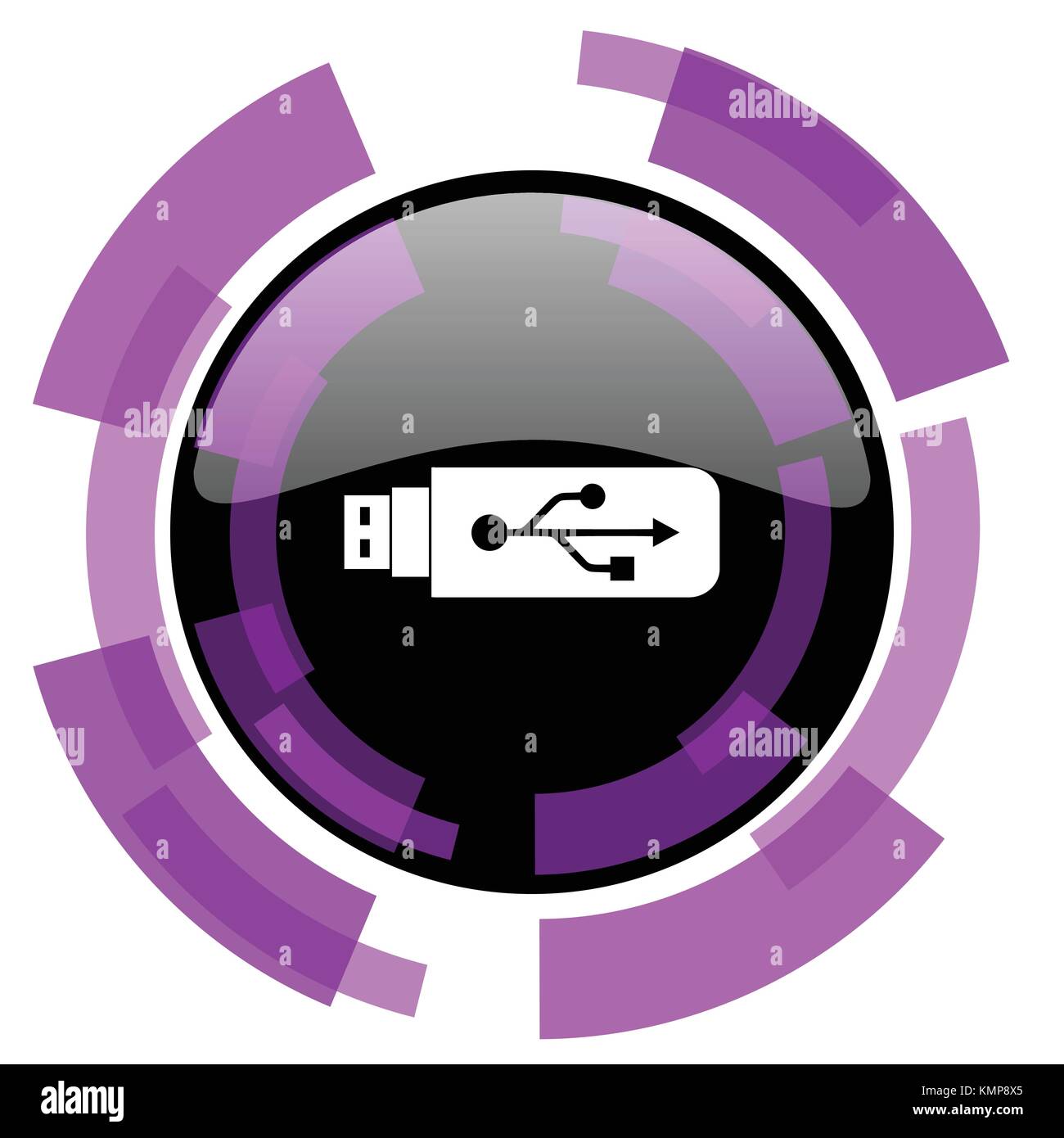 Usb pink violet modern design vector web and smartphone icon. Round ...