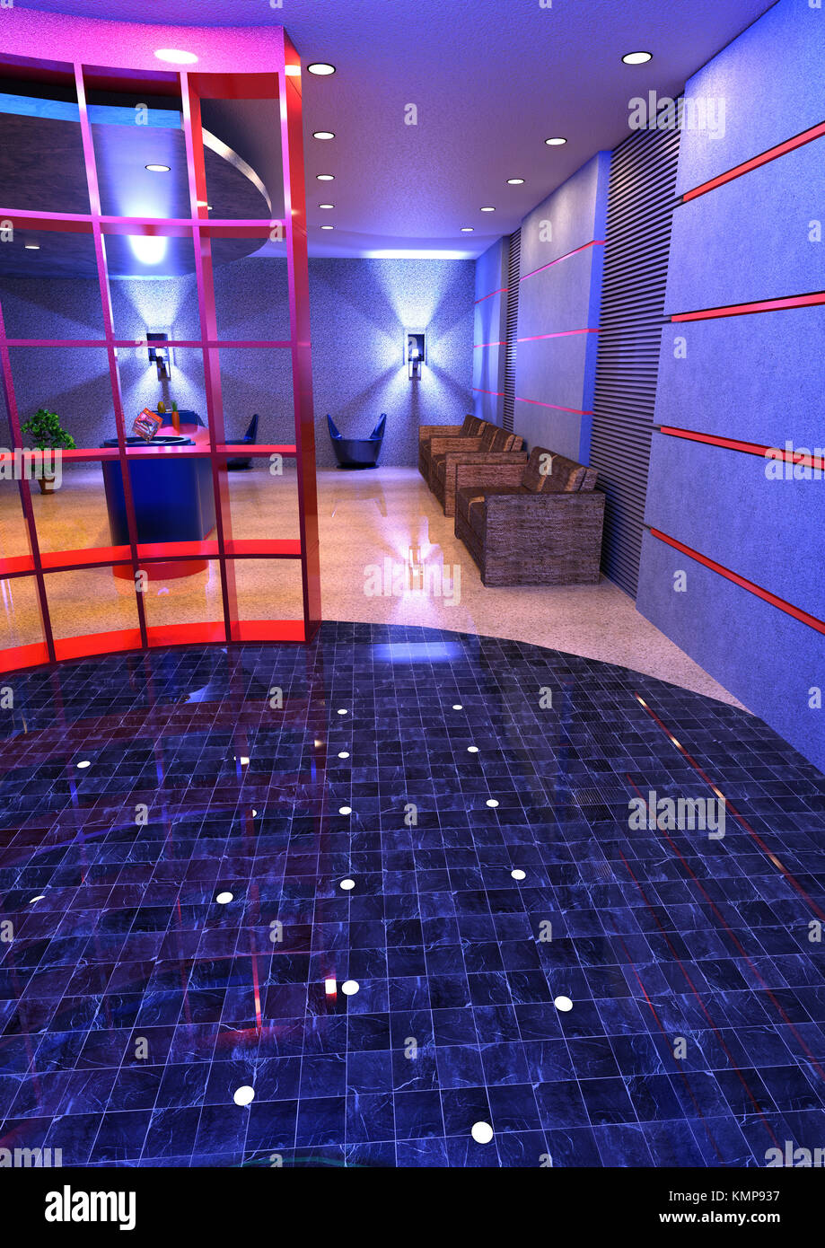 3D rendering of a modern hotel reception interior Stock Photo - Alamy