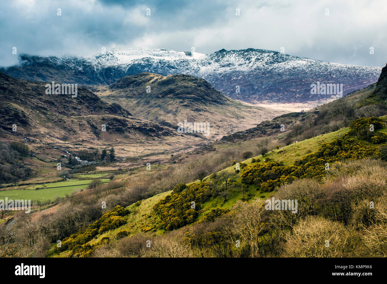 Snowdonia National Park, wintery views towards Mount Snowdon, and the ...