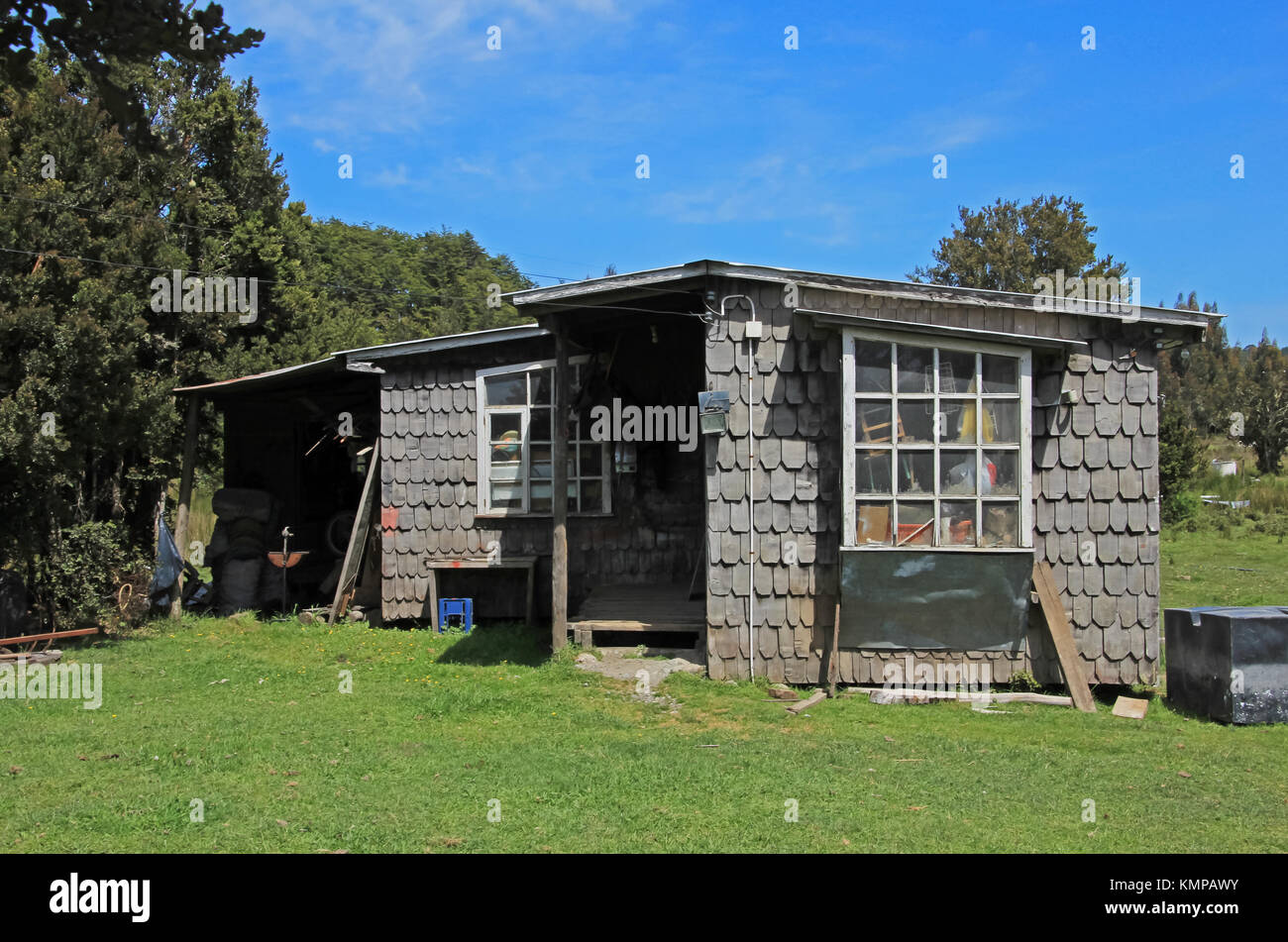 Typical wooden house on Chiloe Island, Chile Stock Photo - Alamy