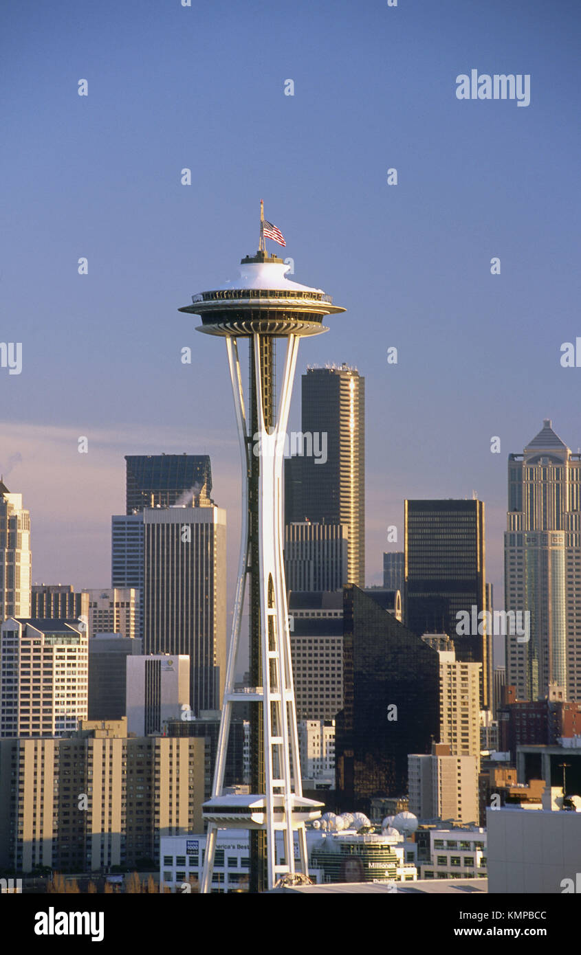 The Needle, city symbol and downtown buildings. Seattle. Washington ...
