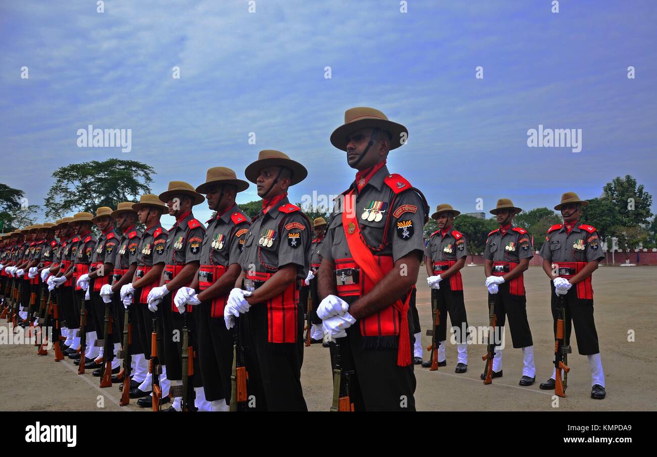 DIMAPUR, India. 8th Dec, 2017. Assam Rifles personnel stand in ...