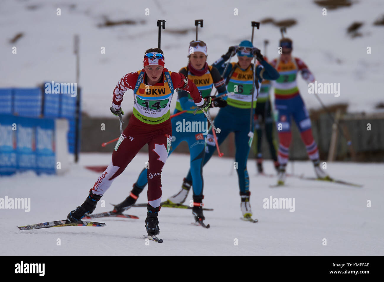 Lenzerheide, Switzerland. 8th Dec, 2017. MOSER Nadia (CAN) leads the ...