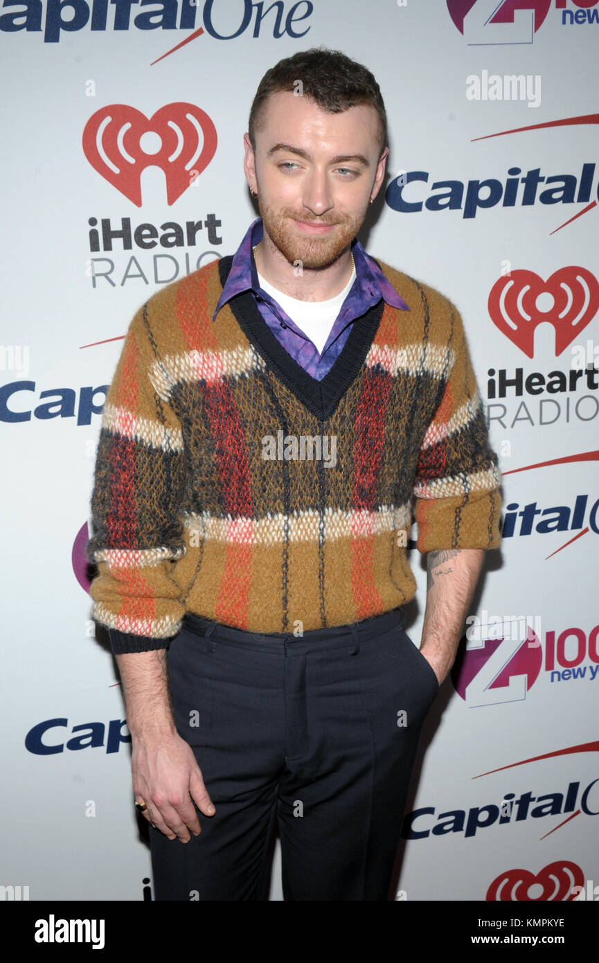 New York, NY, USA. 8th Dec, 2017. Sam Smith at Z100's Jingle Ball 2017 ...