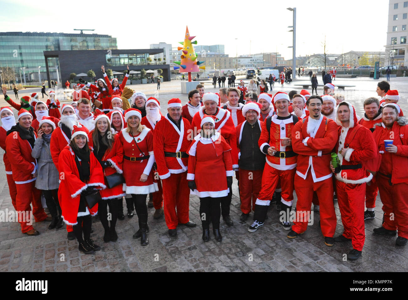 London, UK. 09th Dec, 2017. The annual ‘Santacon’ took place in London ...