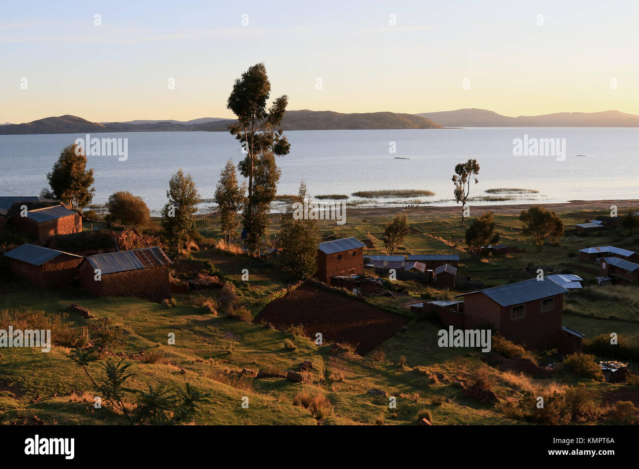 Llachon ( Peru) November, 19 th 2015; Landscape of the peninsula of ...