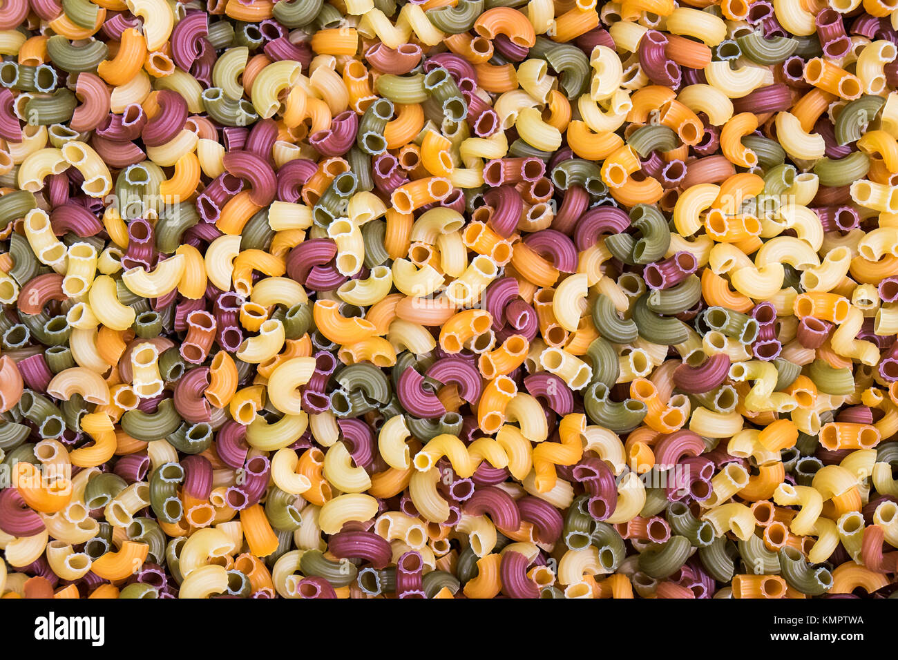 Background from multi-colored pasta, closeup filling the frame Stock ...