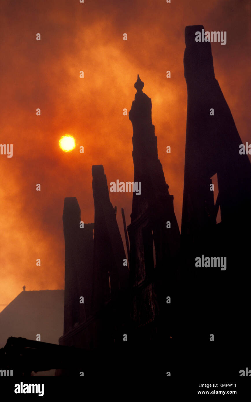 Building burned down by fire Stock Photo - Alamy