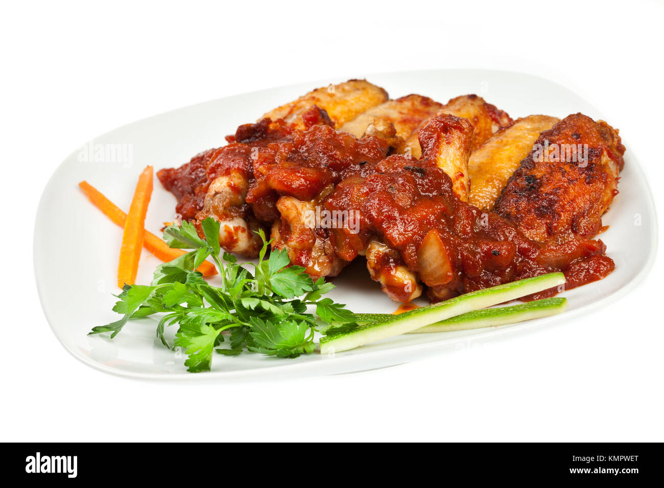 chicken wings on a white background Stock Photo - Alamy