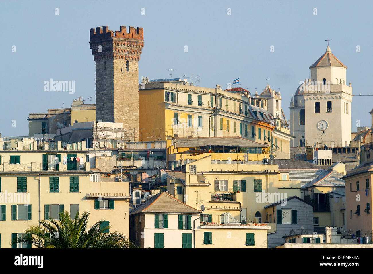 Embriaci tower and Santa Maria del Castello (right). Genova. Italy ...