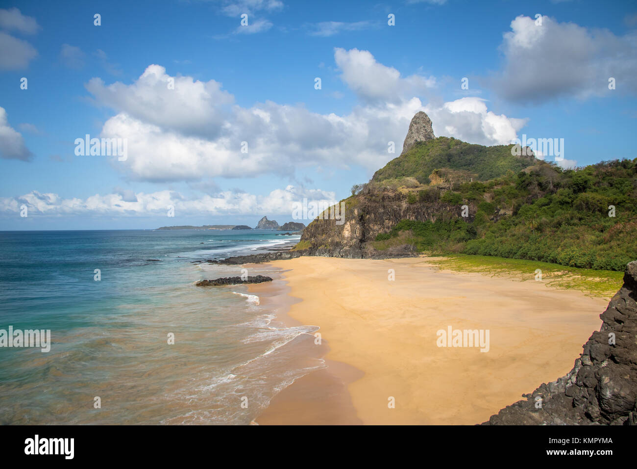 Praia do Americano Beach with Morro do Pico on background - Fernando de ...
