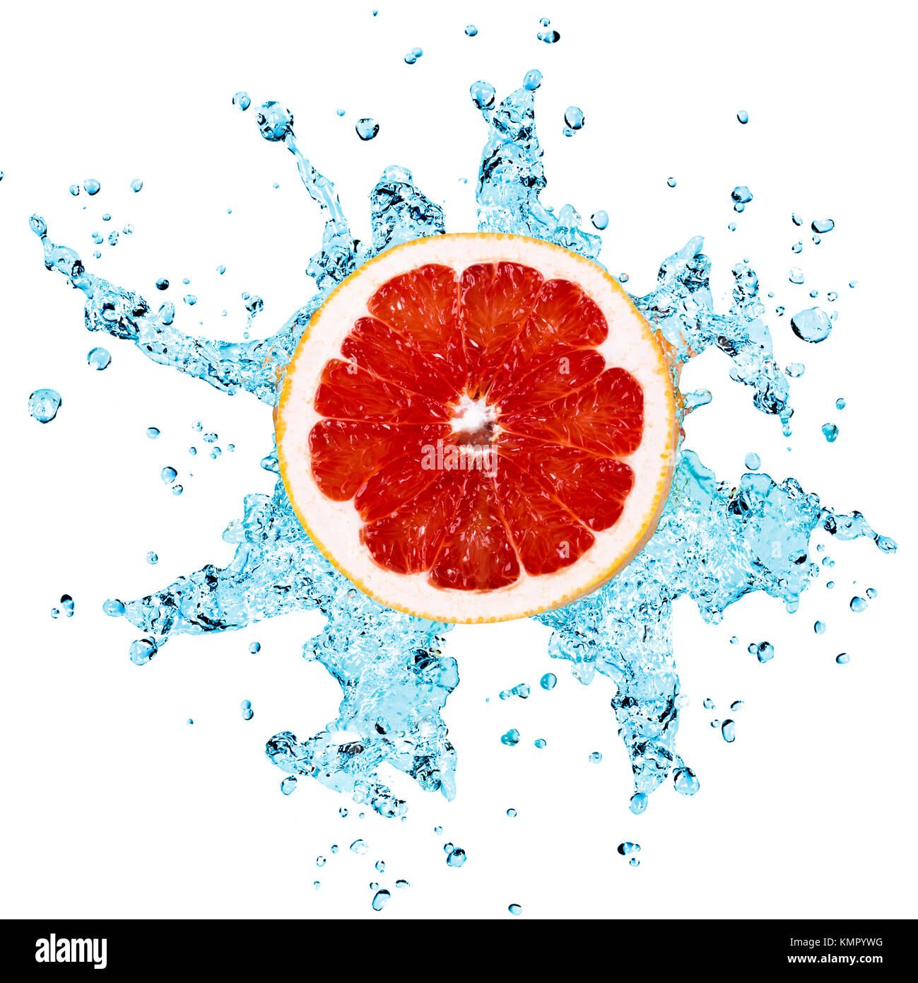 fresh water splash on red grapefruit Stock Photo - Alamy