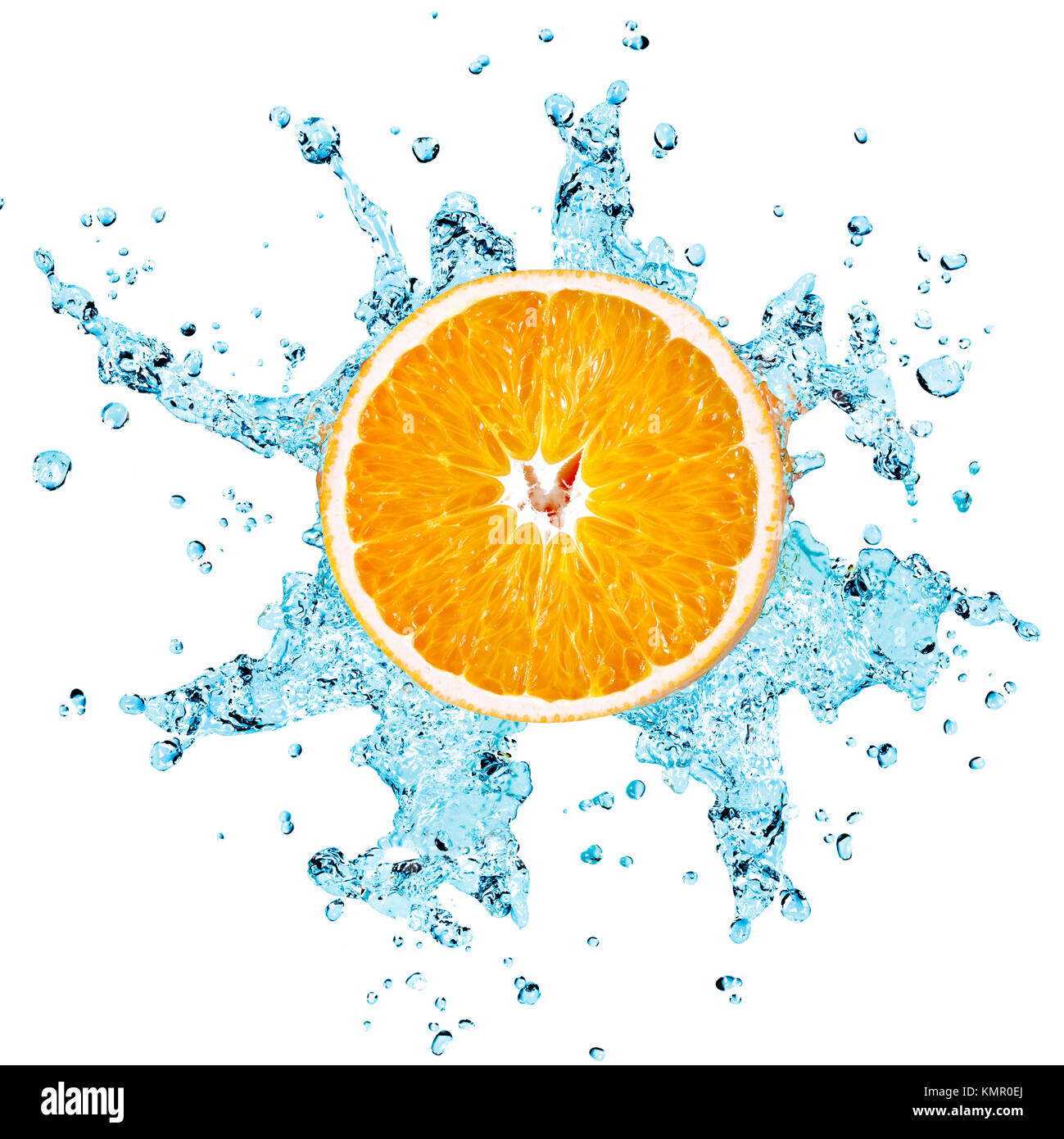 fresh water splash on orange Stock Photo - Alamy