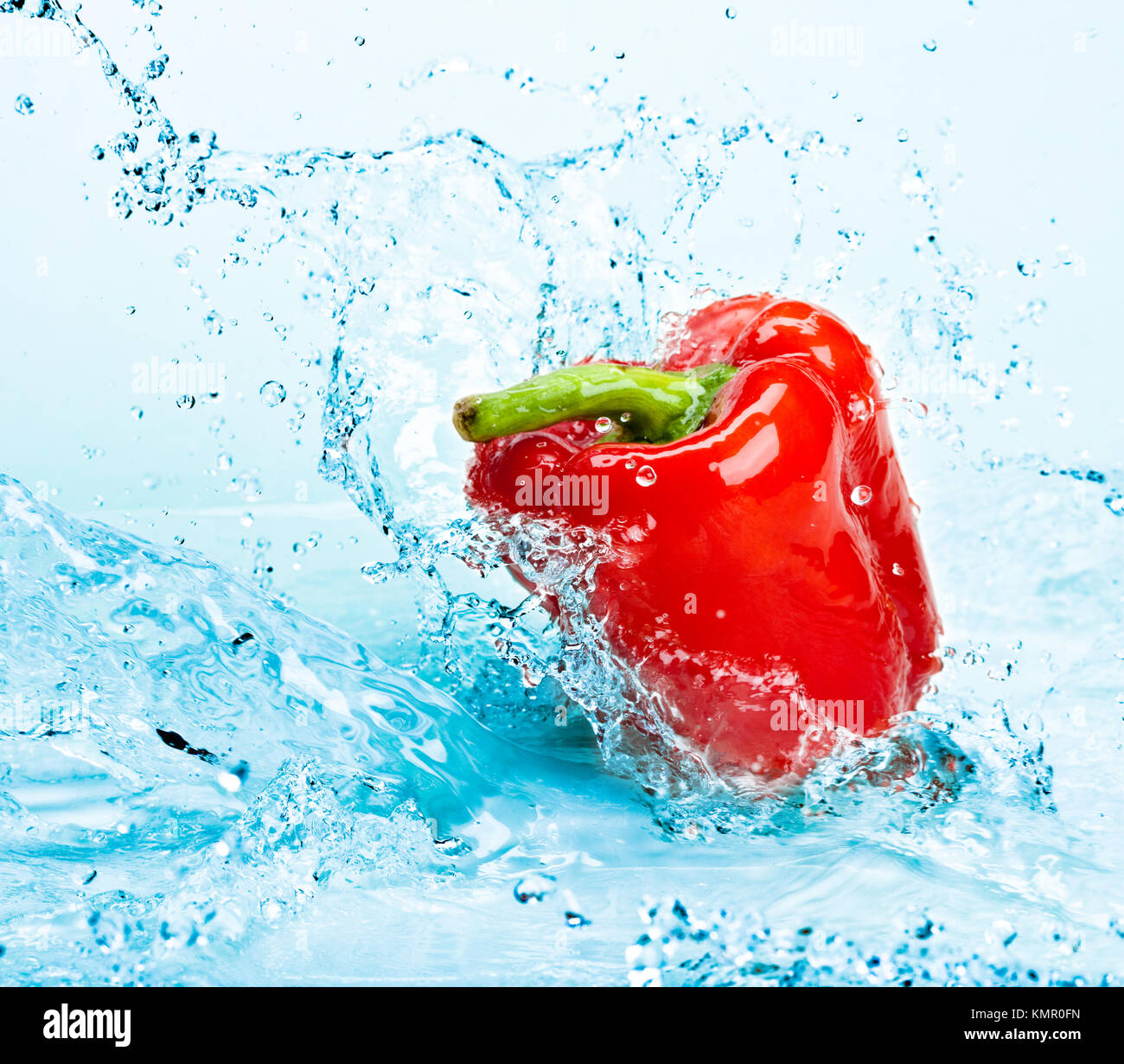 fresh water splash on peppers Stock Photo - Alamy