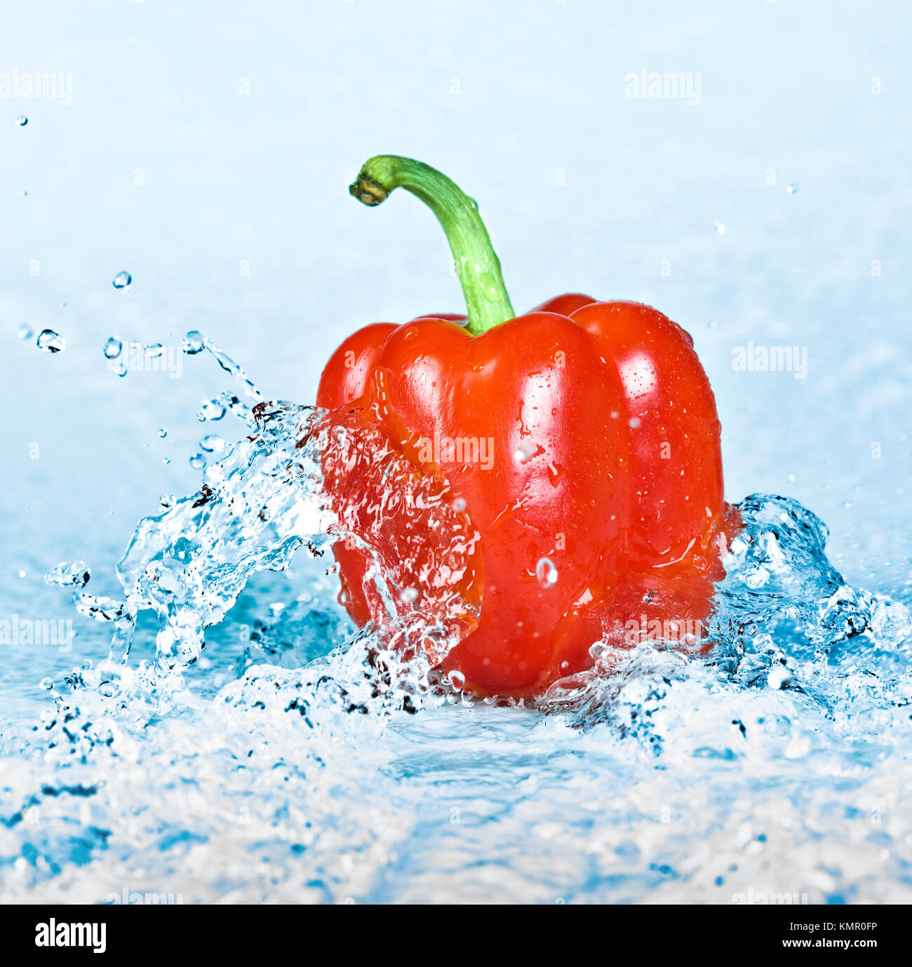 fresh water splash on peppers Stock Photo - Alamy