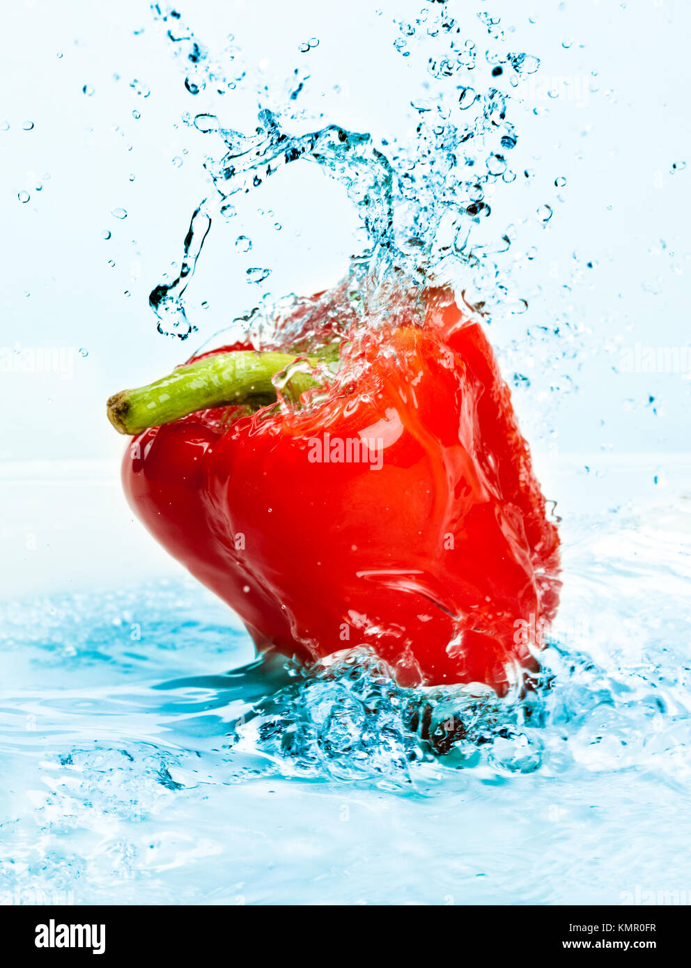 fresh water splash on peppers Stock Photo - Alamy