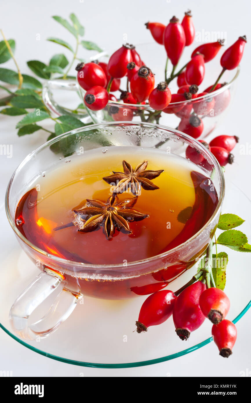 canina rosa healing tea with ripe red berries / rose hip drink ...