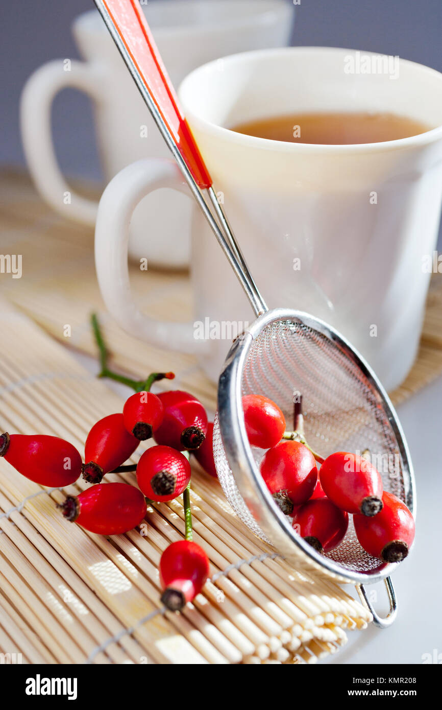 canina rosa healing tea with ripe red berries / rose hip drink ...