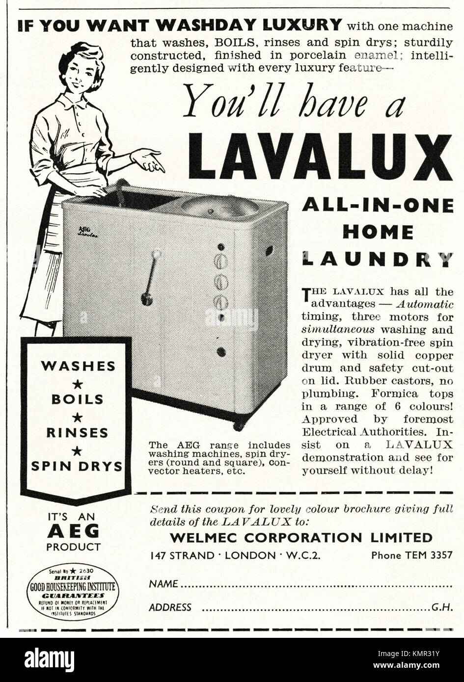 Washing machine and 1950s hi-res stock photography and images - Alamy