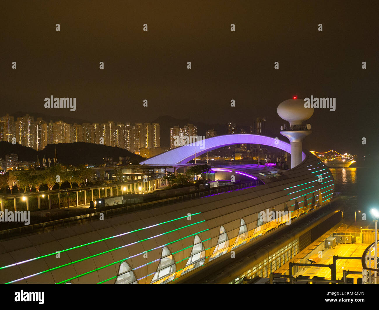 Kai Tak Cruise Terminal At Night Stock Photo - Alamy