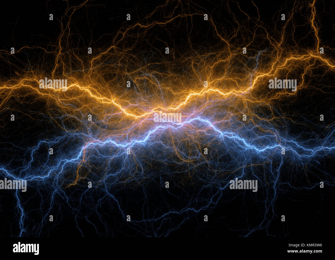 Fire and ice lightning or sound waves visualization, digital electrocal ...