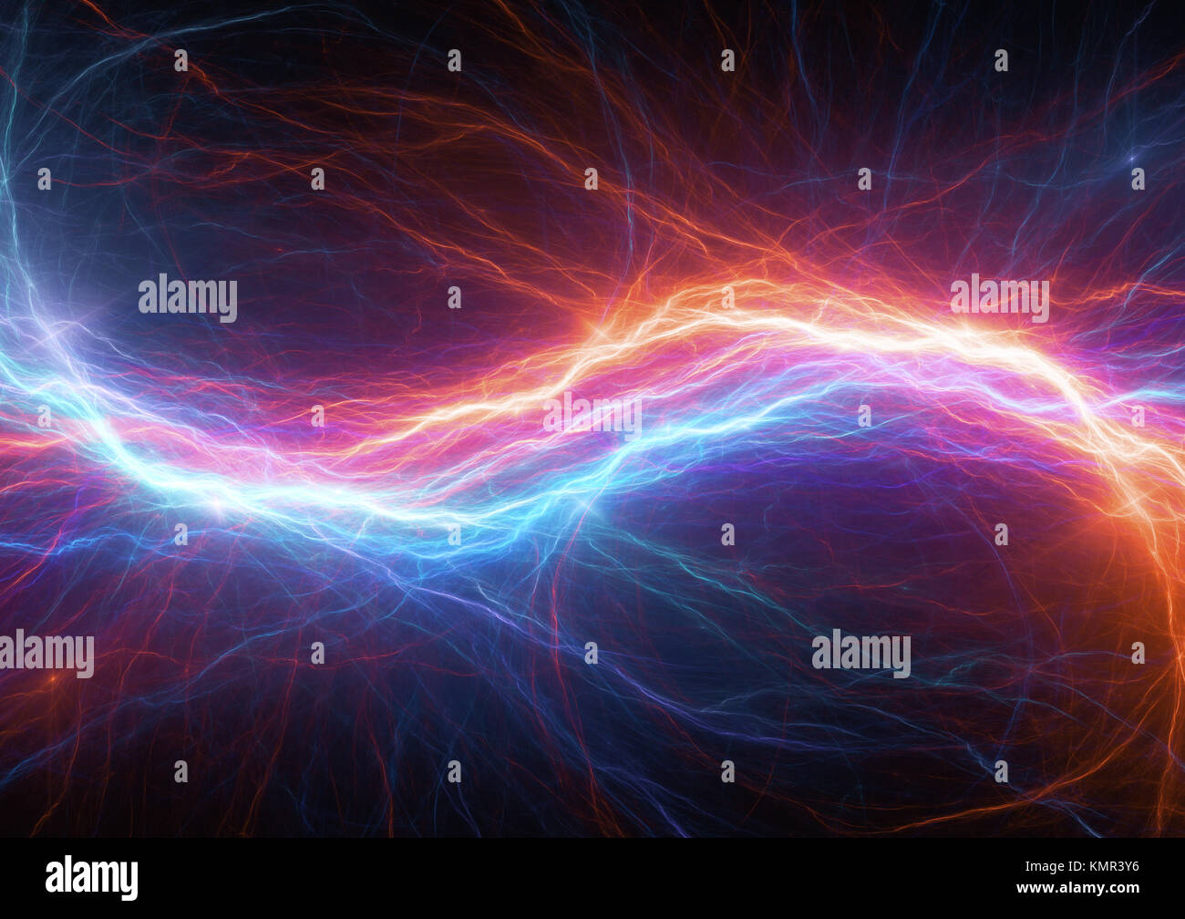 Fire and ice plasma lightning bolt. Electrical energy background Stock ...