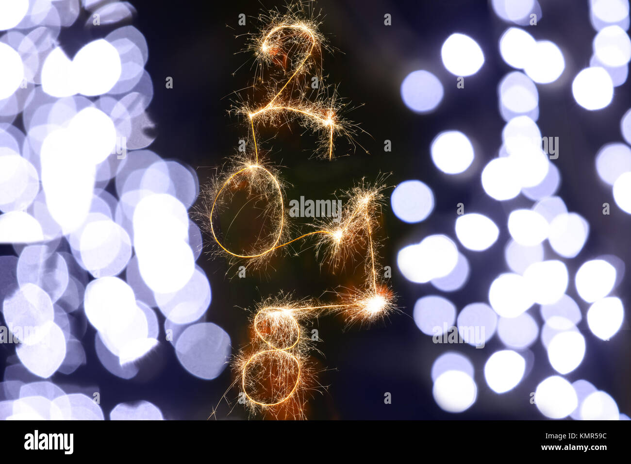 Isolated 2018 Sign Written With Sparkle Firework On Black Background
