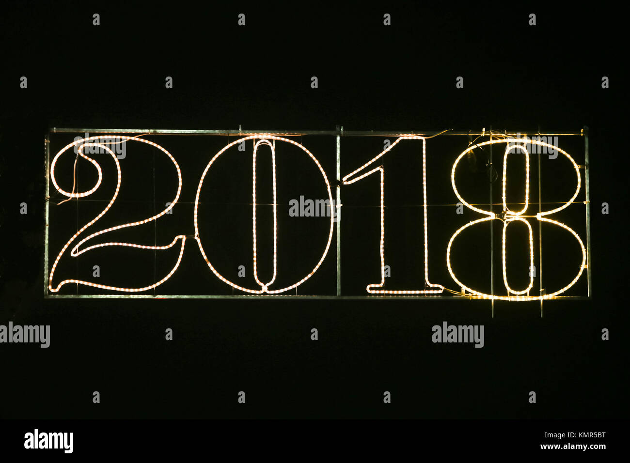 Isolated 2018 sign on the black background, happy new year 2018 concept ...
