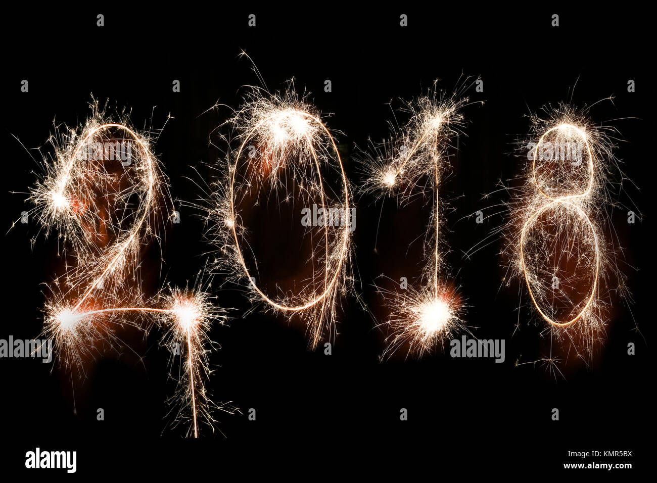 Isolated 2018 Sign Written With Sparkle Firework On Black Background