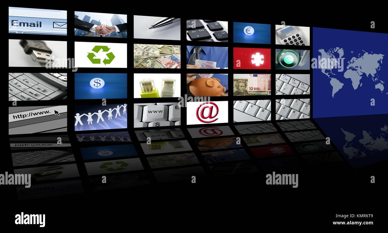 video tv screen technology and communication background Stock Photo - Alamy
