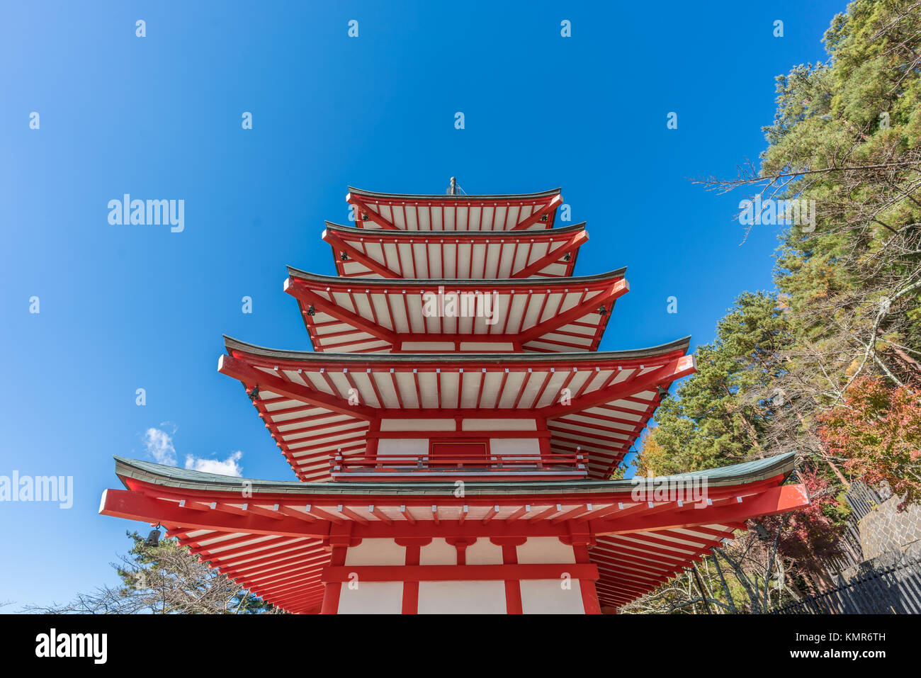 Side view of Chureito Pagoda at Arakurayama Sengen park. Located in ...