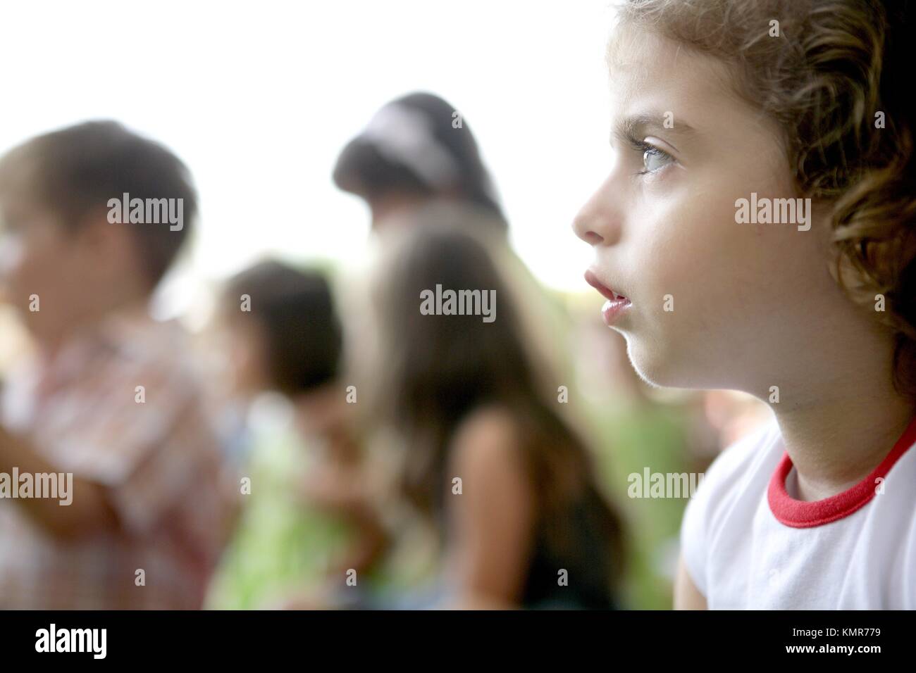 Spectator children observing spectacle Looking at the show Stock Photo ...