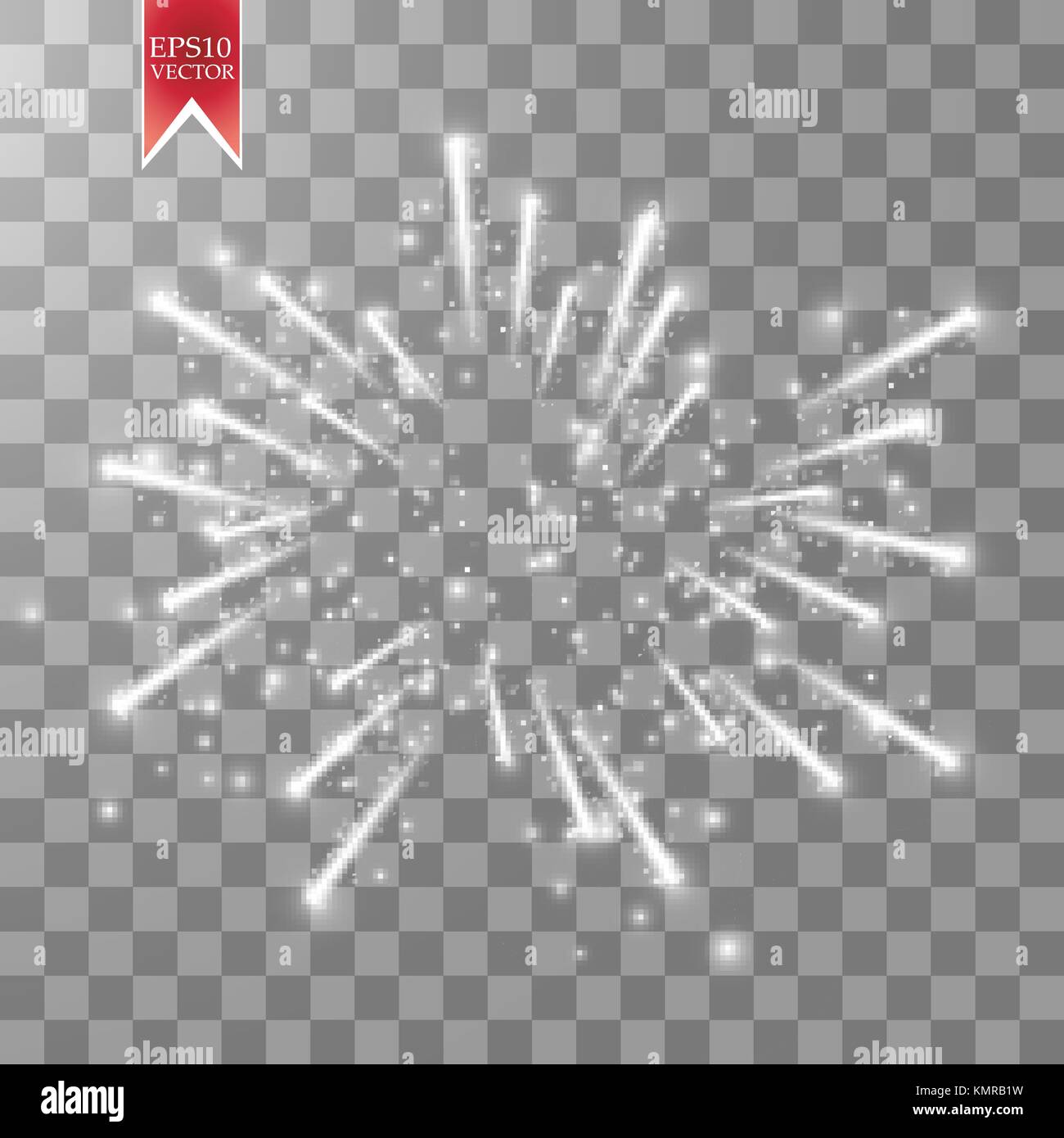 Firework lights effect with glowing stars in sky isolated on ...