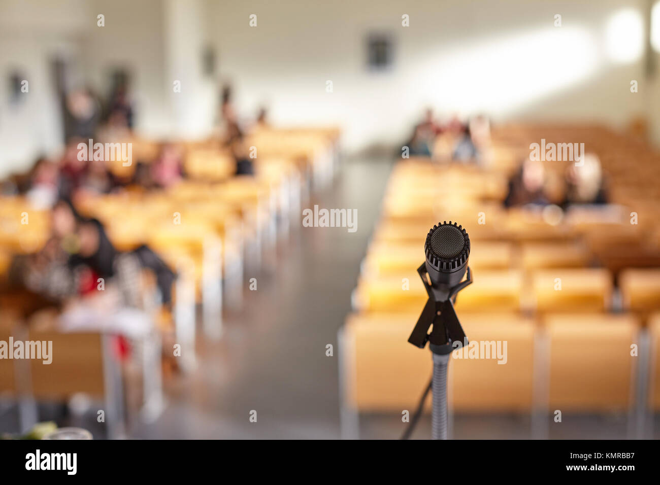 Closeup view of microphone in university teaching room Stock Photo - Alamy
