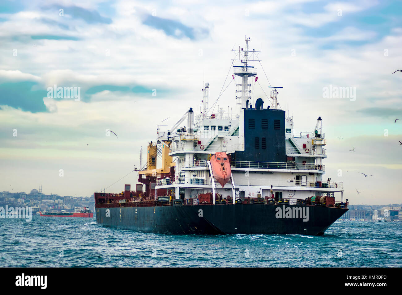 Big Cargo Boat sailing on the sea Stock Photo - Alamy
