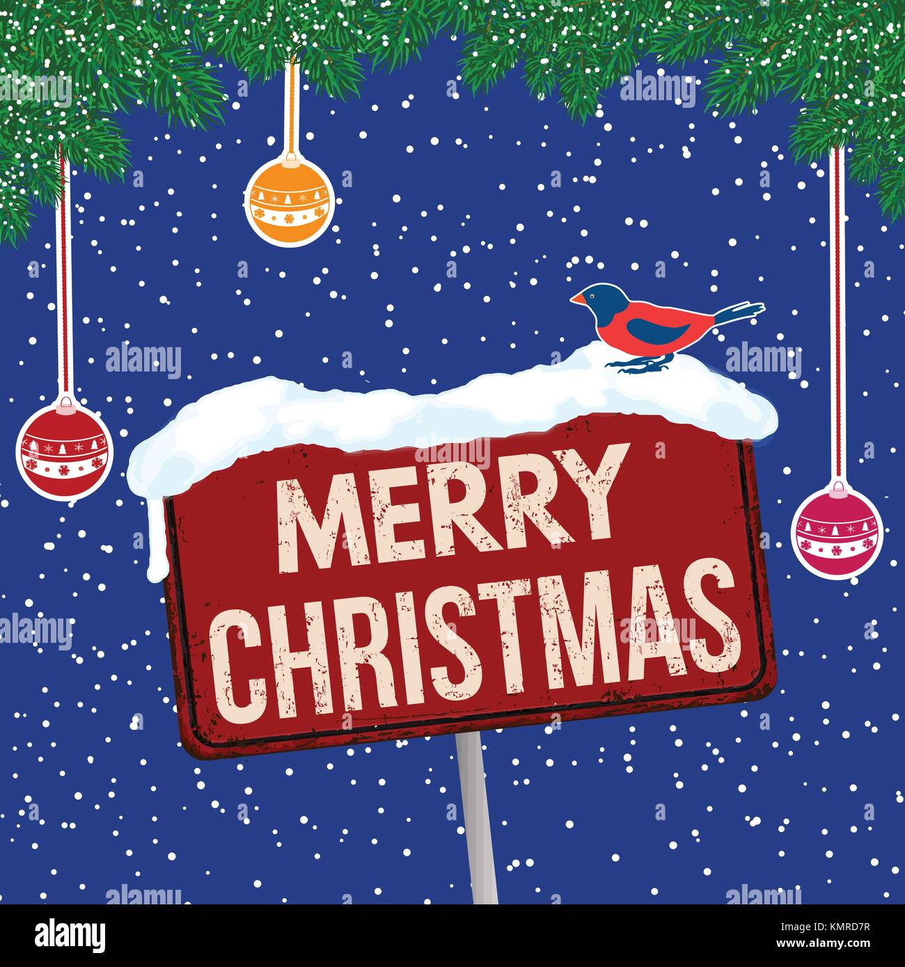 Inscription merry christmas on snow Stock Vector Images - Alamy