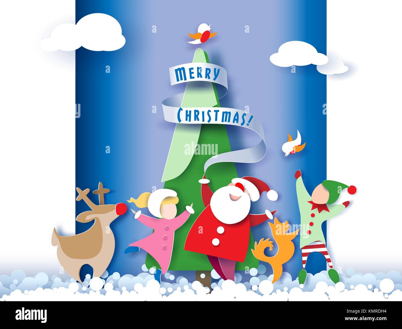 Winter christmas tree snow Stock Vector Images - Alamy
