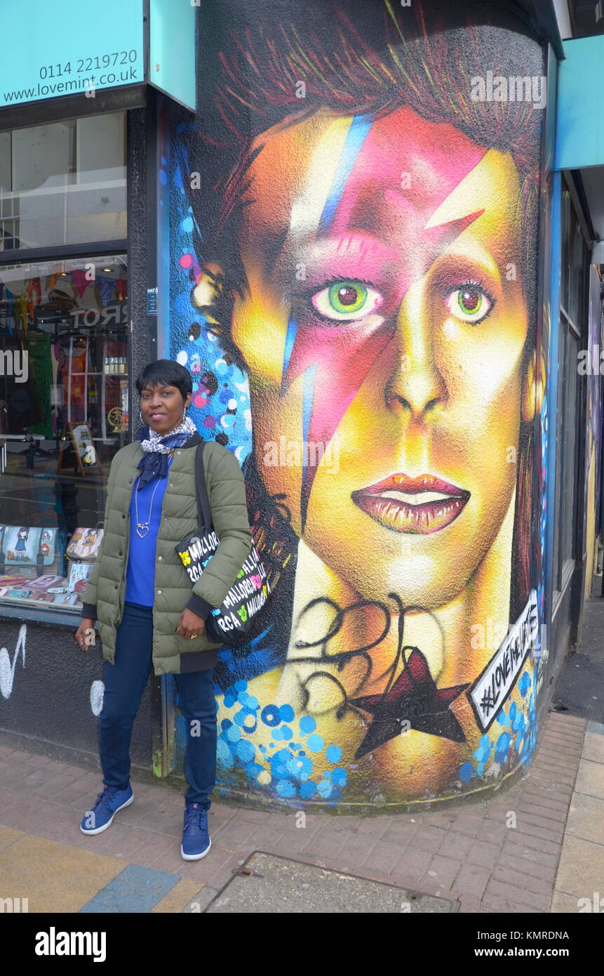 Graffiti of David Bowie on Division Street, Sheffield City Centre ...