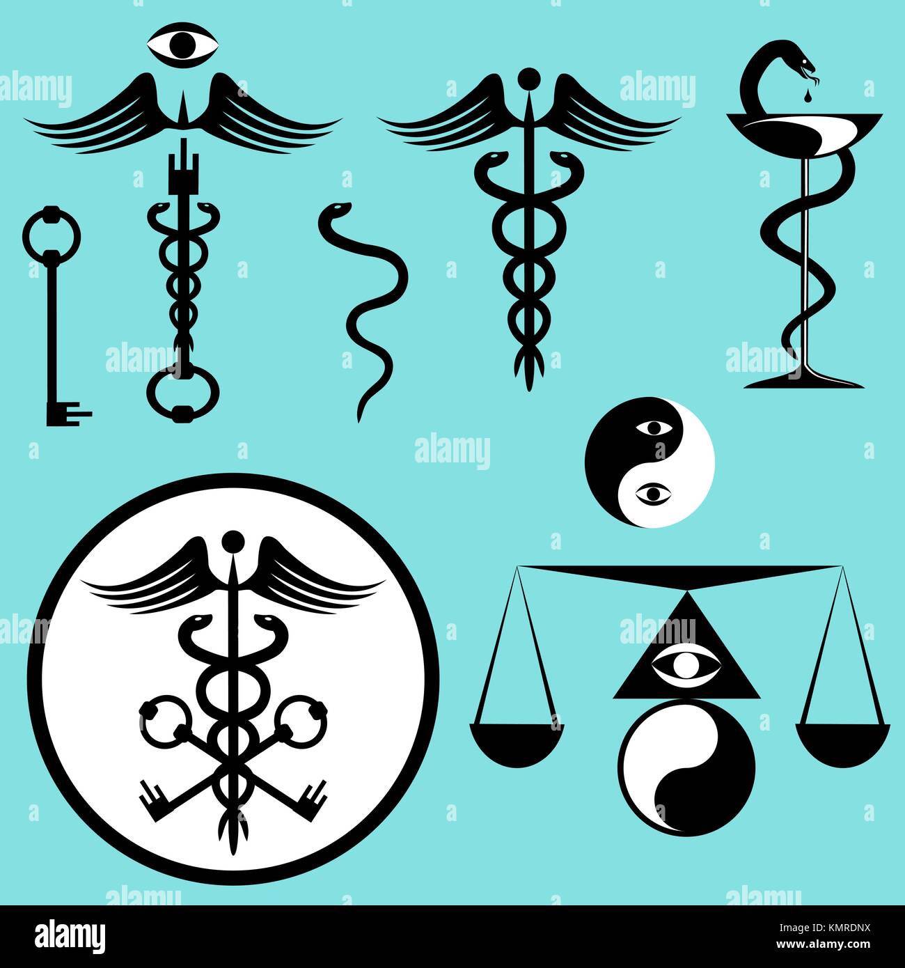 Black and white set caduceus Stock Vector Image & Art - Alamy