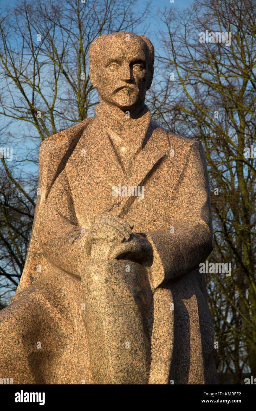 Rainis monument in Riga, Latvia. Rainis was the pseudonym of Jānis ...