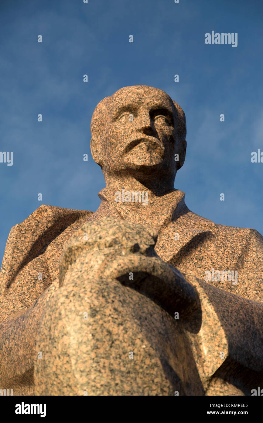 Rainis monument in Riga, Latvia. Rainis was the pseudonym of Jānis ...