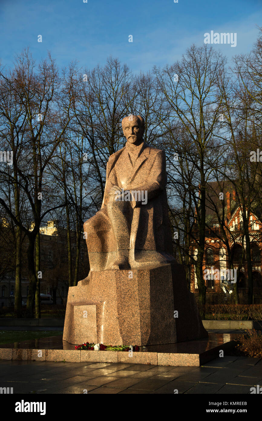 Rainis monument in Riga, Latvia. Rainis was the pseudonym of Jānis ...