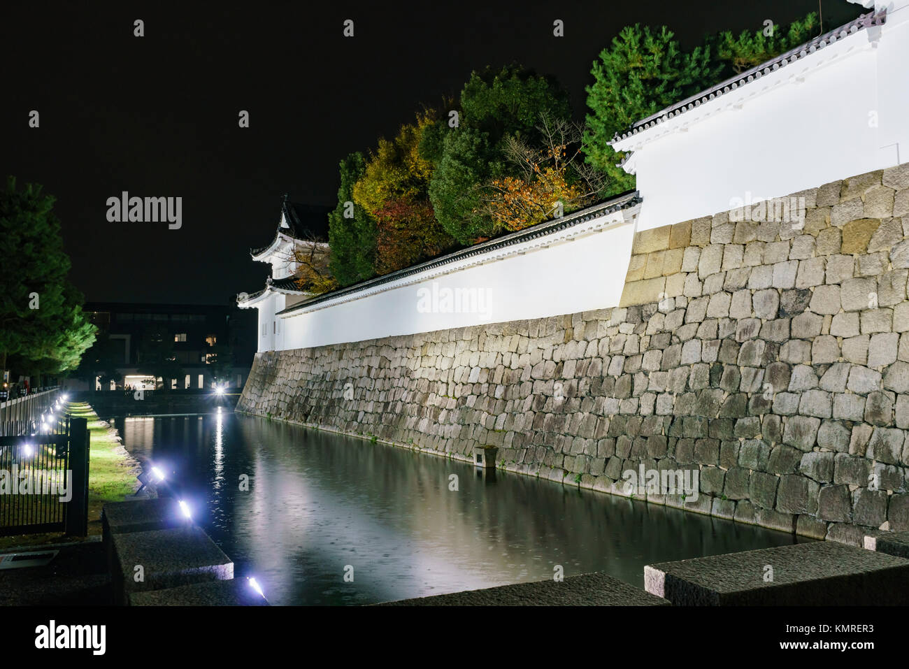 Kyoto, NOV 22: Exterior night view of the Nijo Castle on NOV 22, 2017 ...