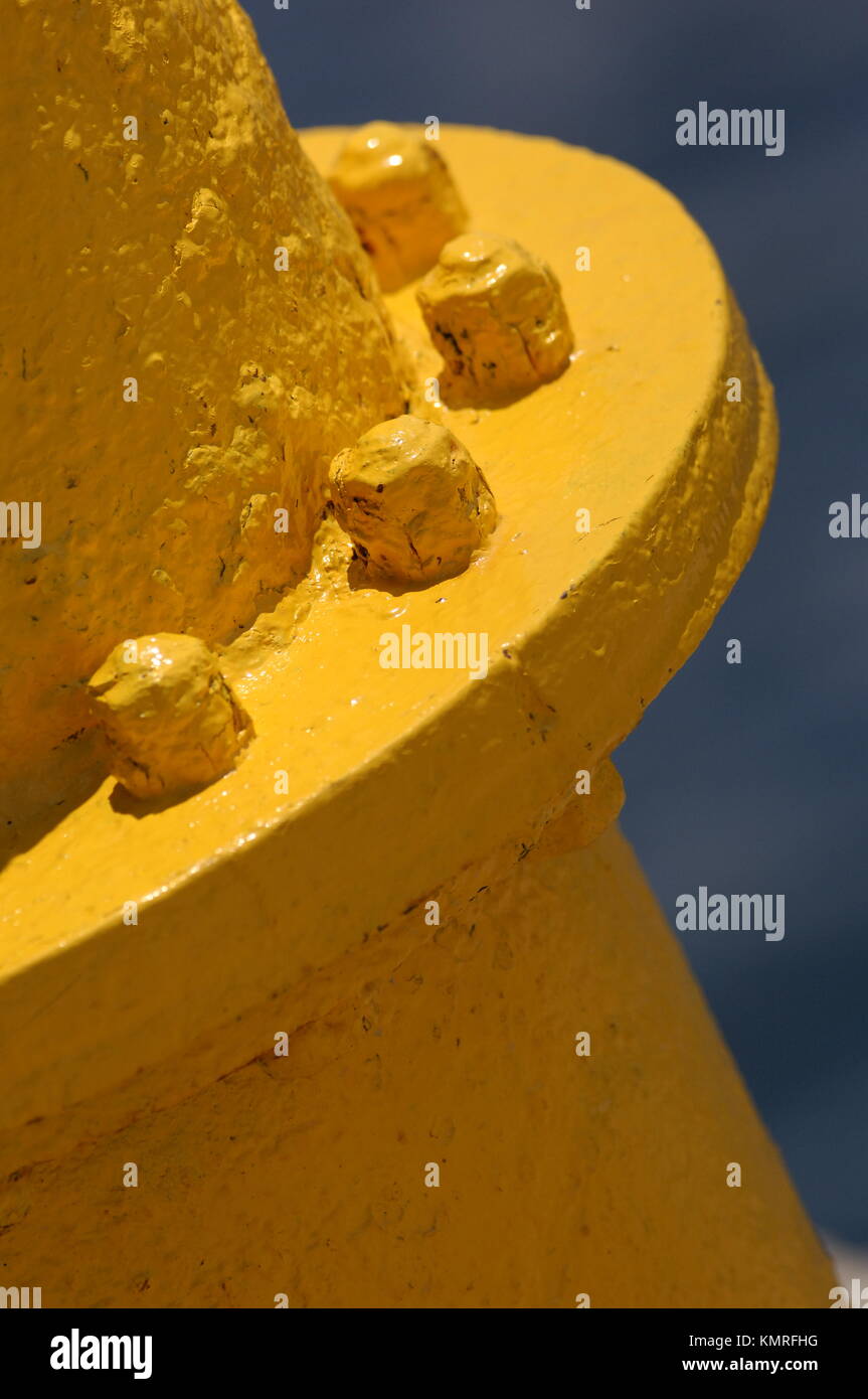 Yellow Metal Dock Mooring Stock Photo - Alamy