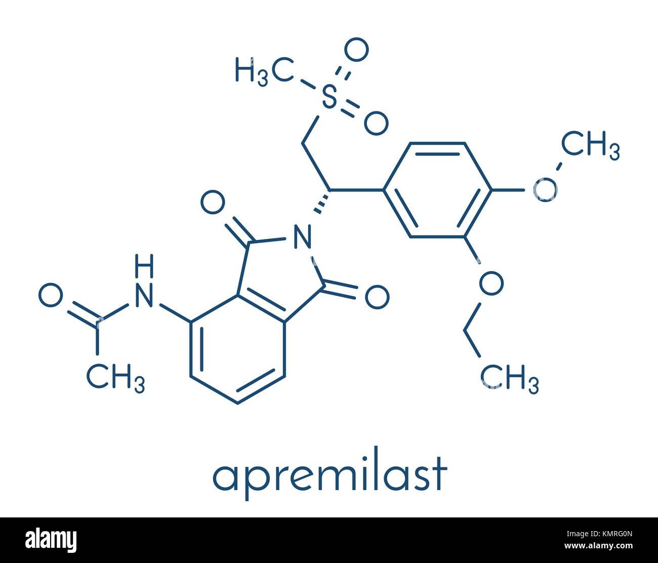 Apremilast investigational psoriasis drug molecule. Skeletal formula ...
