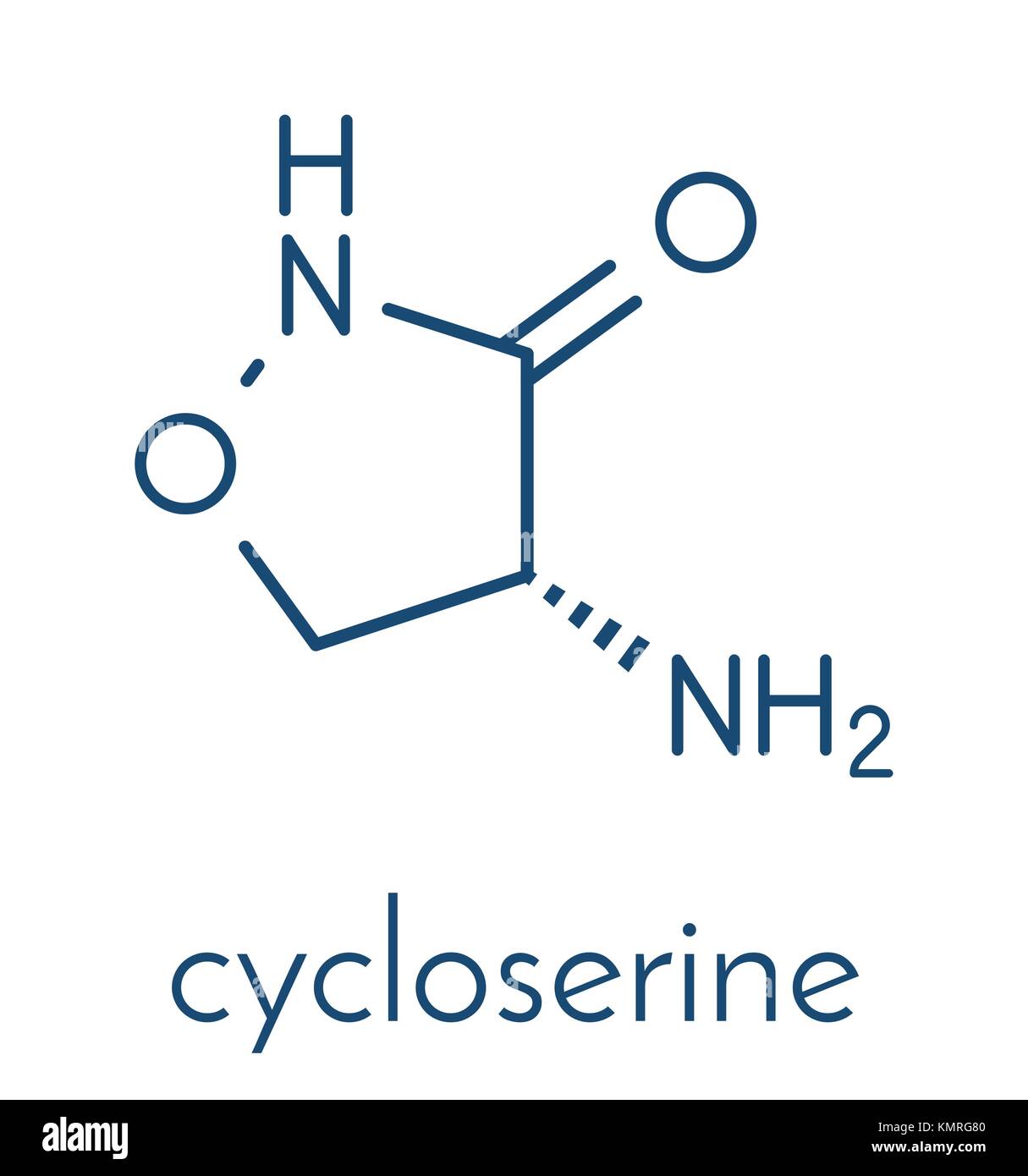 Cycloserine (D-cycloserine) tuberculosis drug molecule. Skeletal ...