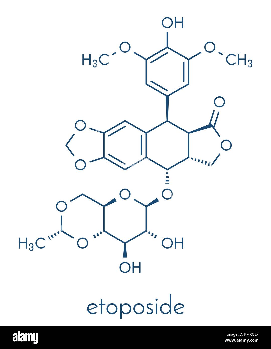 Etoposide cancer chemotherapy drug molecule. Skeletal formula Stock ...