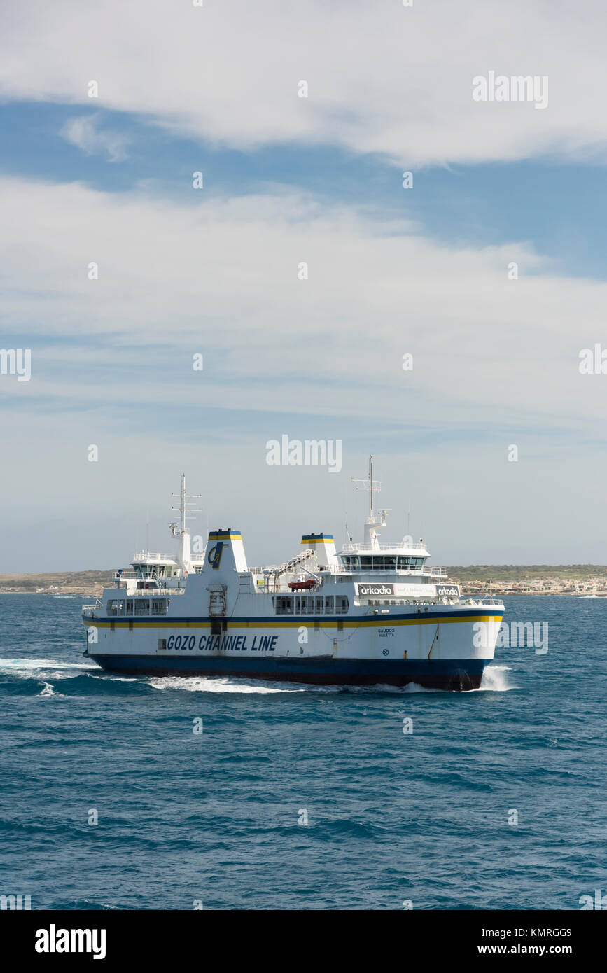 A Gozo Channel Line ferry boat Gaudos Valetta running carrying cars and ...