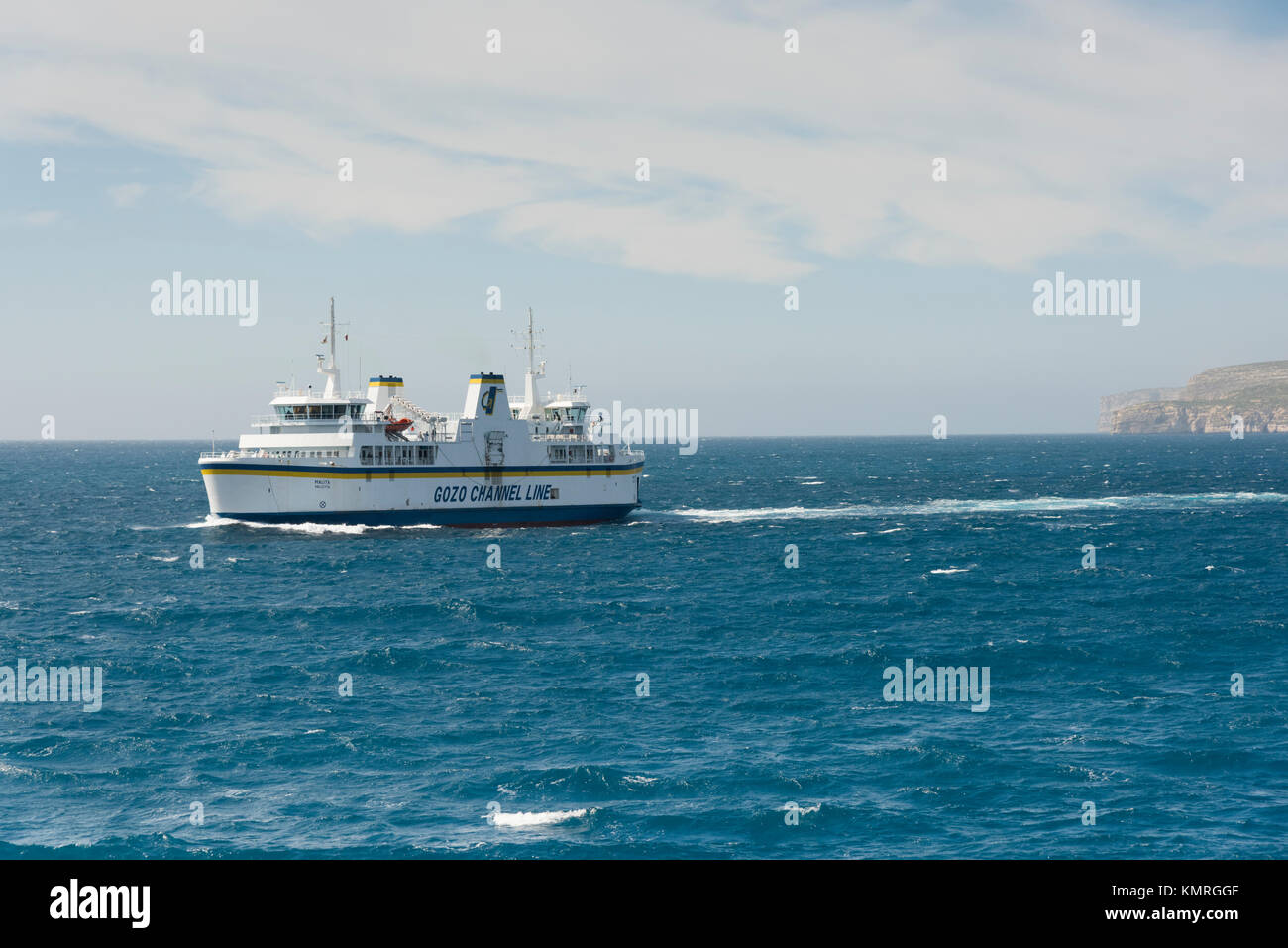 A Gozo Channel Line ferry boat Gaudos Valetta running carrying cars and ...