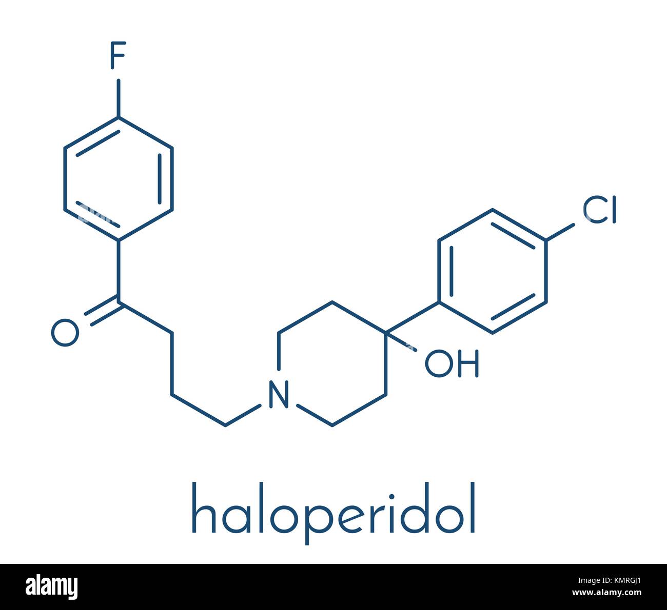 Haloperidol antipsychotic (neuroleptic) drug molecule. Skeletal formula ...